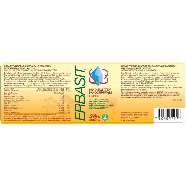 Biosana Erbasit Mineralsalz Tabletten ohne Lactose kaufen