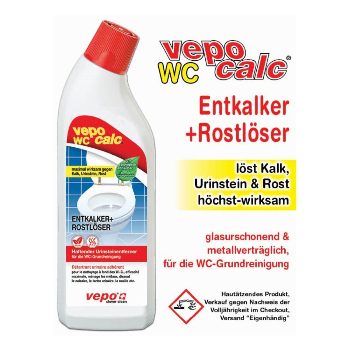 Vepocalc WC Entkalker + Rostlöser - entfernt Urinstein