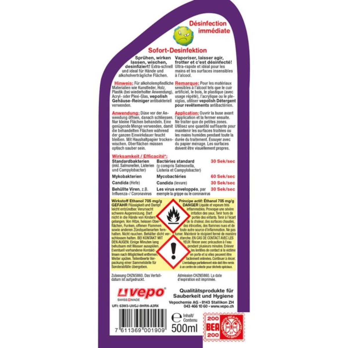 Vepo Sofort-Desinfektion Spray | Hände & Flächen hygienisch sauber
