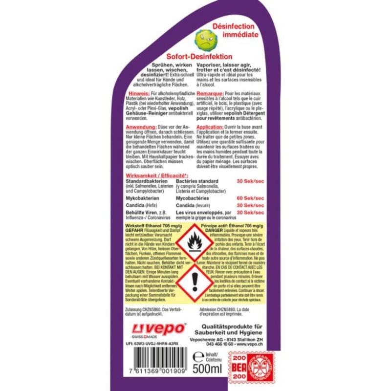 Vepo Sofort-Desinfektion Spray | Hände & Flächen hygienisch sauber